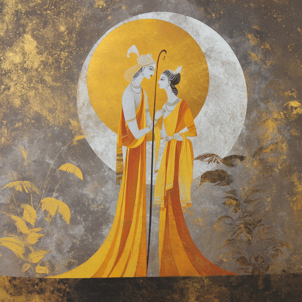 Ram and Sita Divine Love Art | Sacred Hindu Illustration
