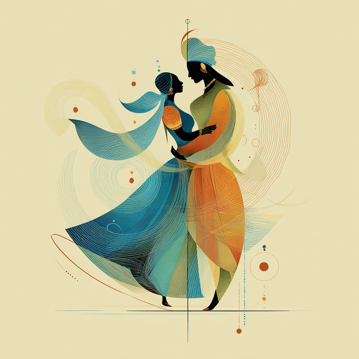 Whirling Devotion: Radha and Krishna in Graphic Motion