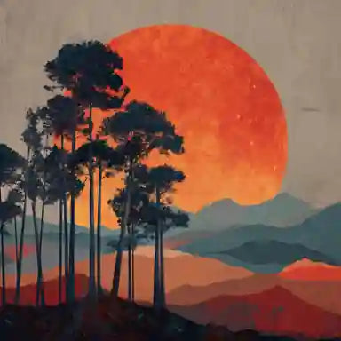 Ember Moon Over the Pines