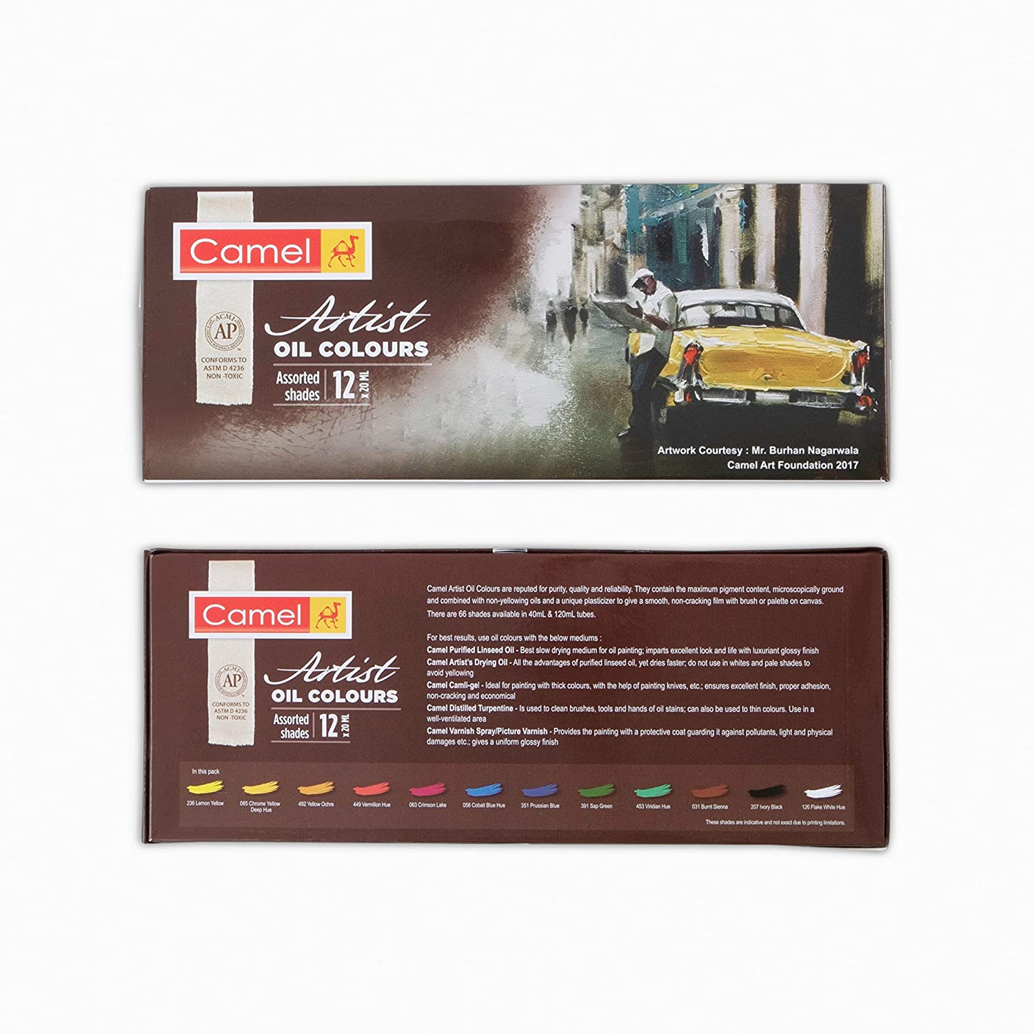 Camel Artist's Oil Color Box - 20ml tubes, 12 Shades
