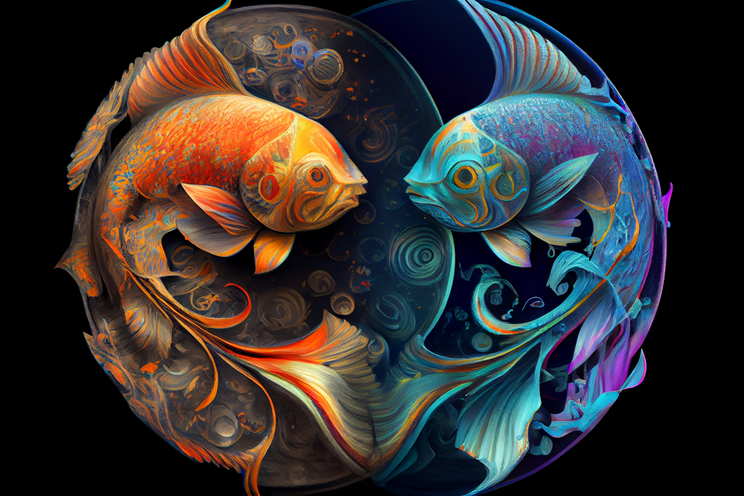 The Mesmerizing Pisces Zodiac Sign: A Stunning Art Print in Vivid Colo