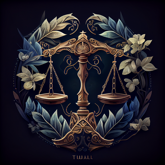 Stunning Libra Zodiac Sign Art Print with Captivating Blue Background