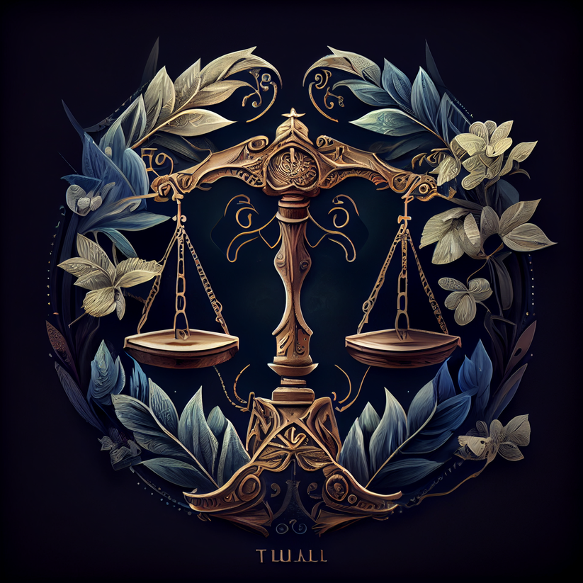 Stunning Libra Zodiac Sign Art Print with Captivating Blue Background