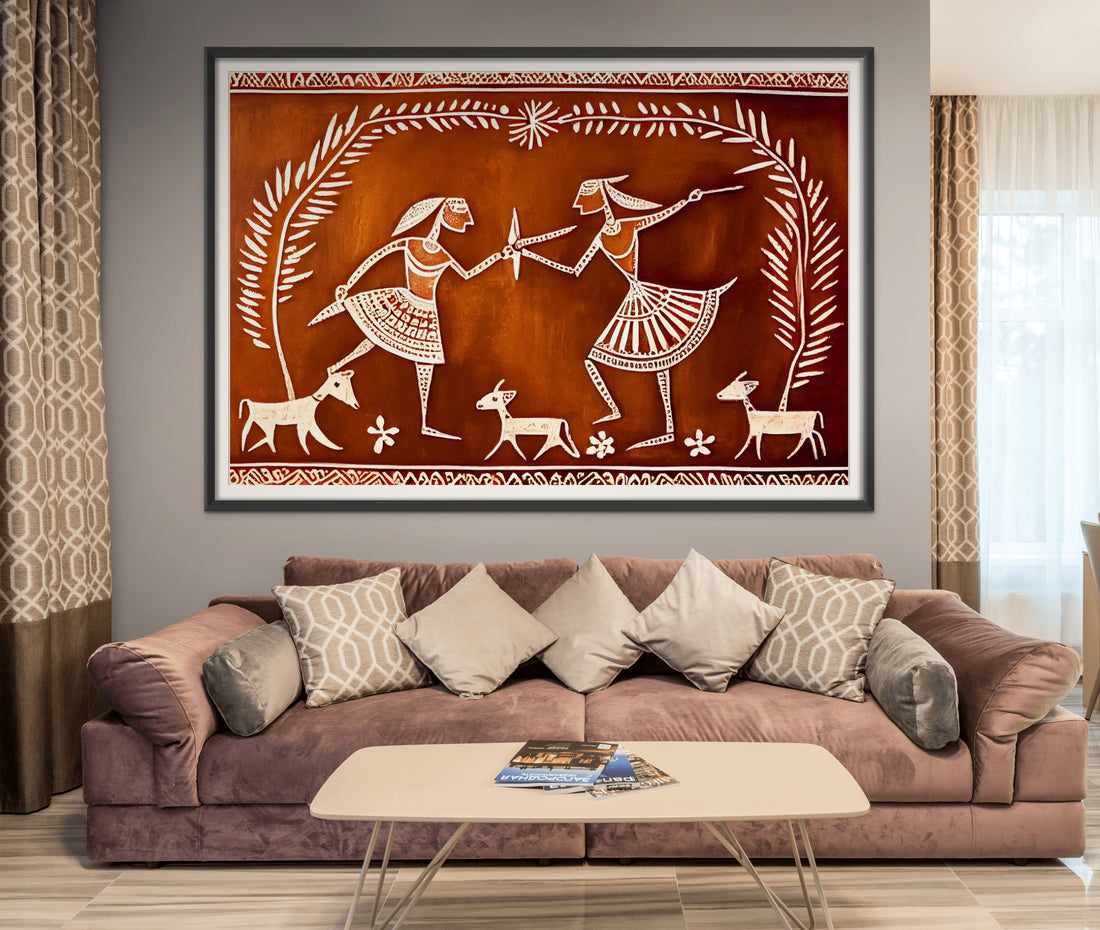 Traditional Dance: A Vibrant Warli Art Print of Tribal Culture