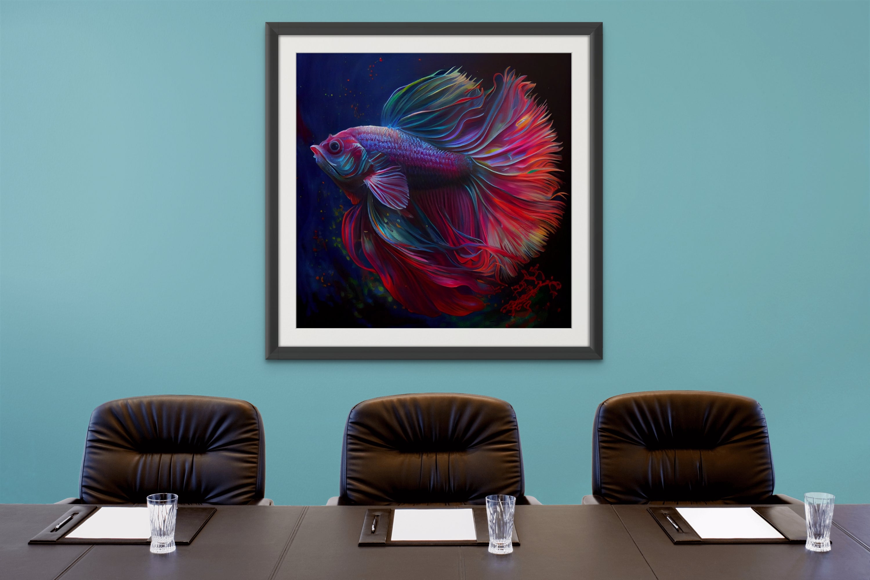 Acrylic Art Print of a Beautiful and Colorful Fighter Fish