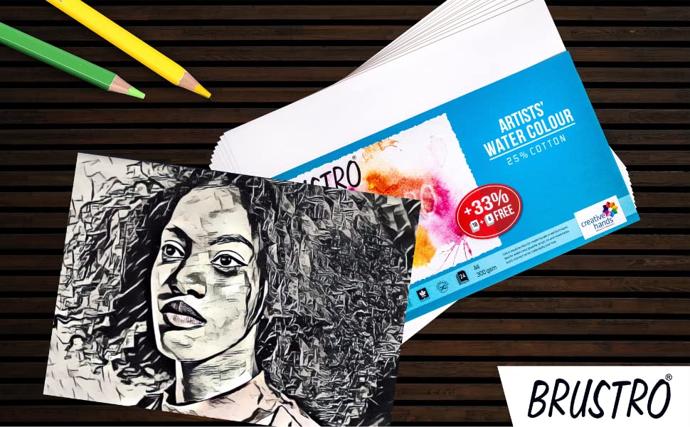Brustro Artists Watercolour Paper, 300 GSM, A5-25% Cotton, Cold Presse